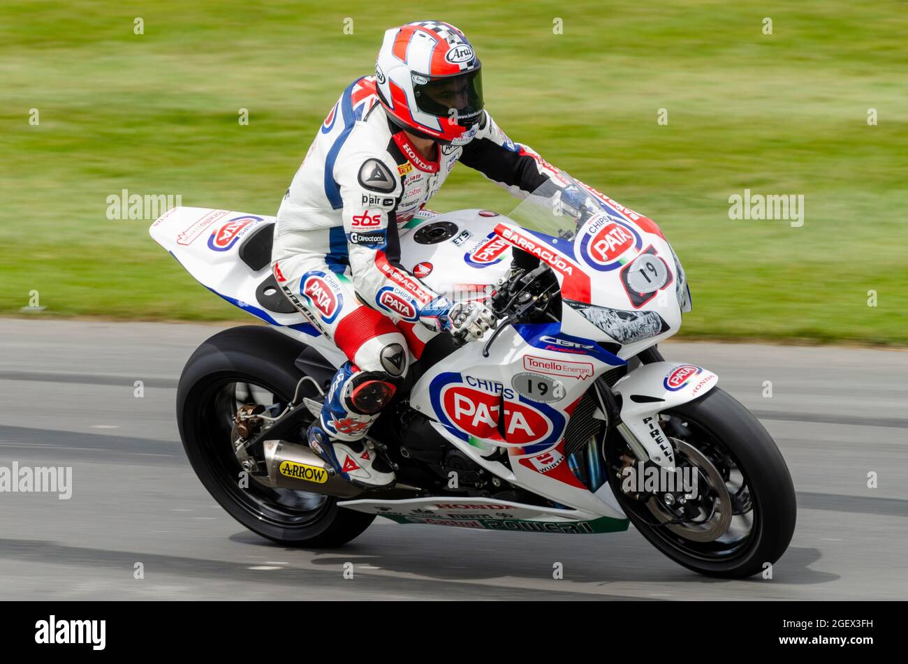 Leon Haslam riding a Honda CBR1000RR Fireblade motorcycle racing up the ...