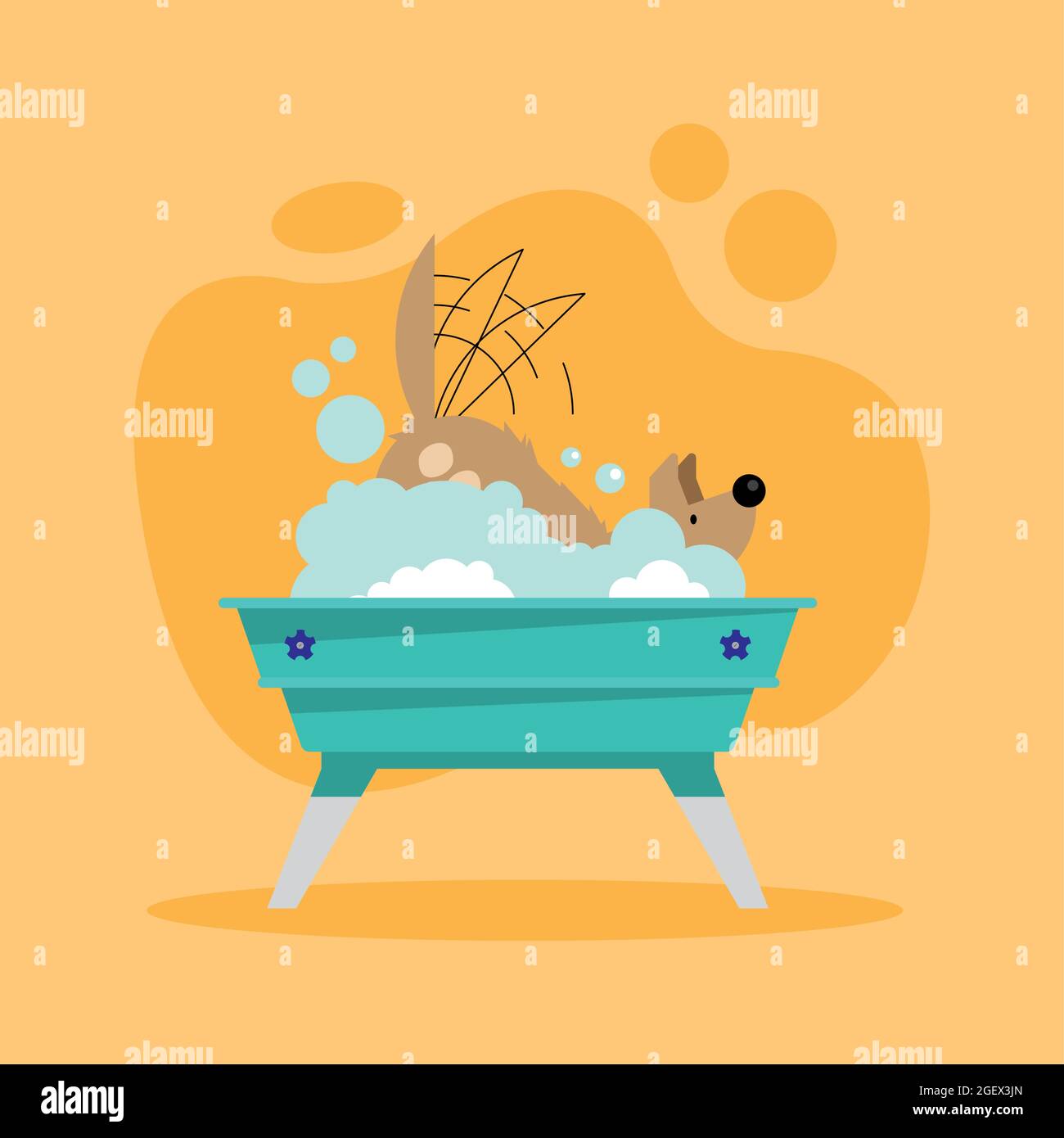 dog shaking off in bathtub character Stock Vector Image & Art - Alamy