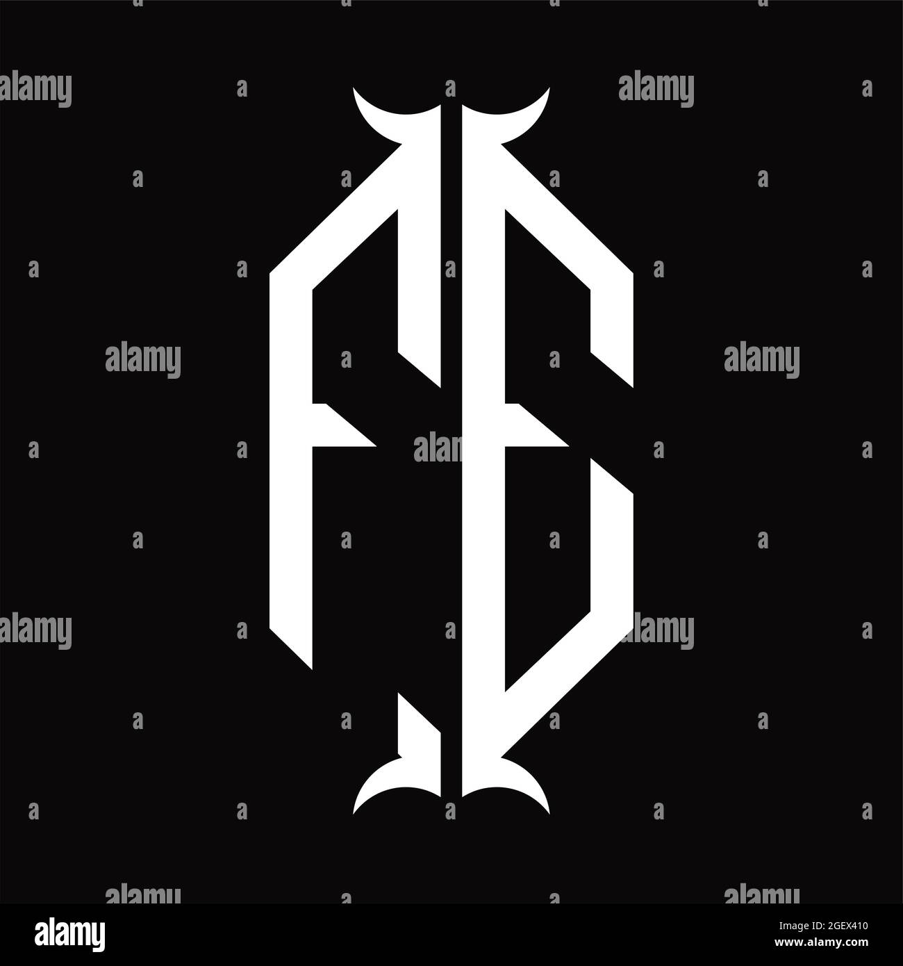 FE Logo monogram with diamond shape on blackground design template ...
