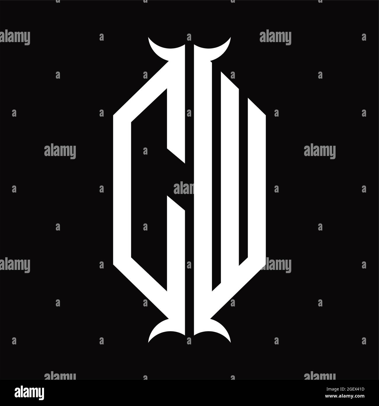 CW Logo monogram with diamond shape on blackground design template ...