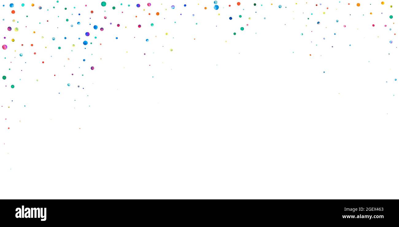 Watercolor confetti on white background. Alive rainbow colored dots ...