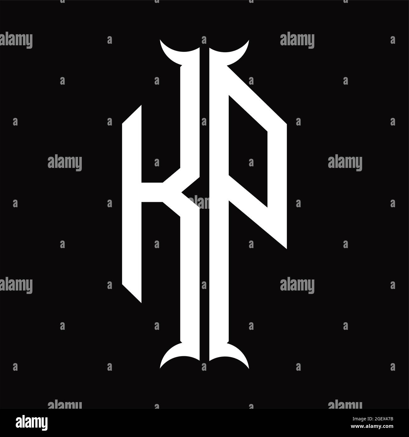 KP Logo monogram with diamond shape on blackground design template ...