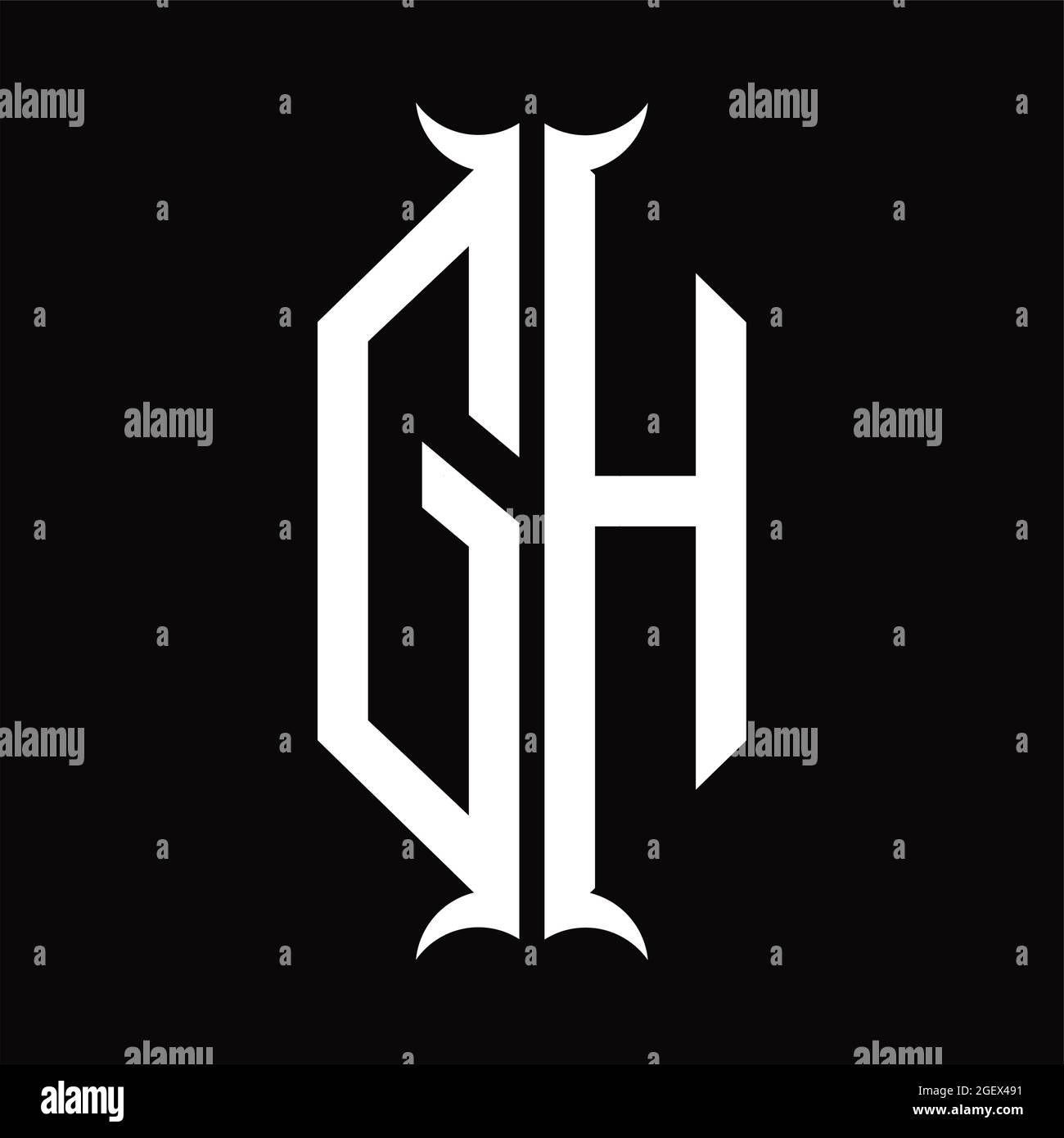 GH Logo monogram with horn shape design template Stock Vector Image ...