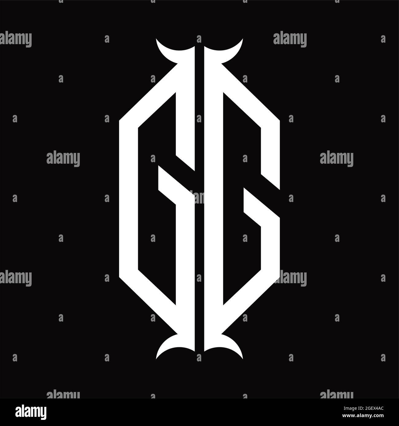 GG Logo monogram with horn shape design template Stock Vector Image ...
