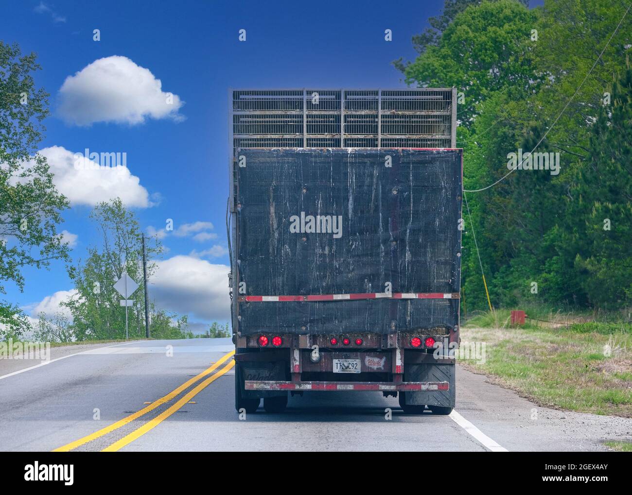 Poultry Truck on Rural Road Stock Photo - Alamy