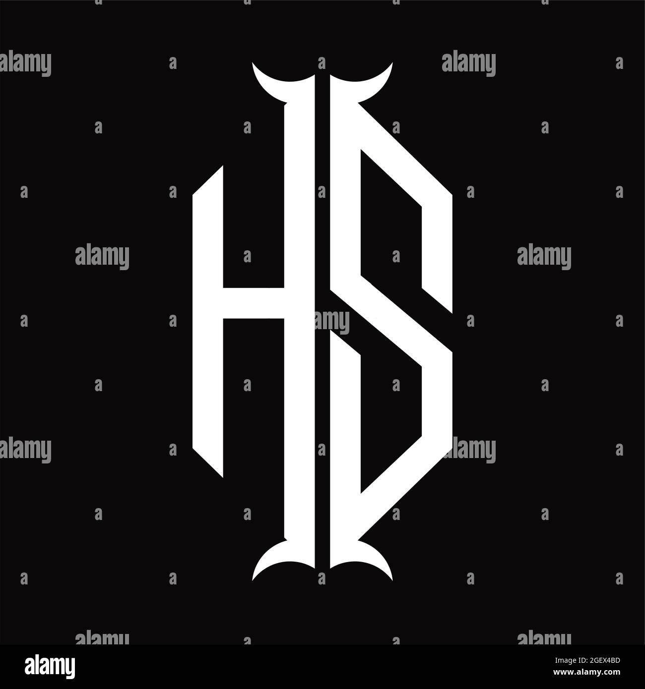 HS Logo monogram with horn shape design template Stock Vector Image ...