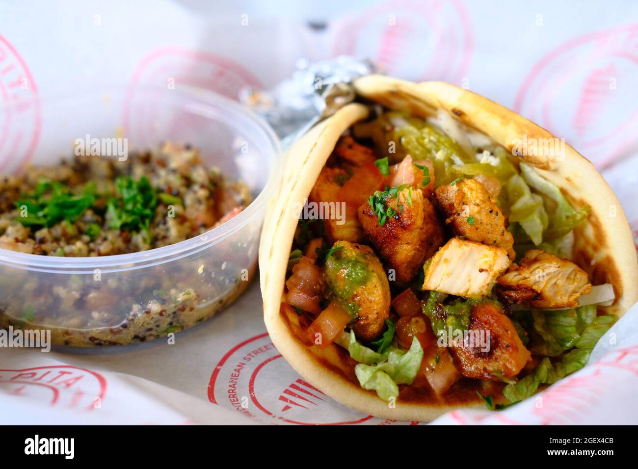 Spicy Chicken Gyro with Tabouli Stock Photo - Alamy
