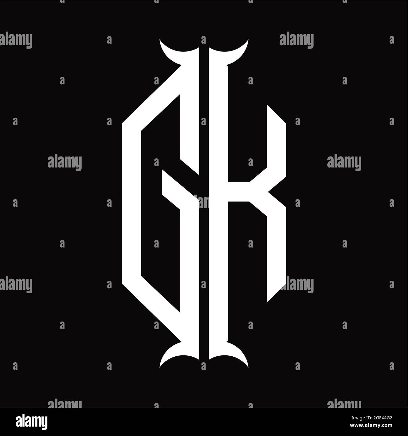 GK Logo monogram with horn shape design template Stock Vector Image ...