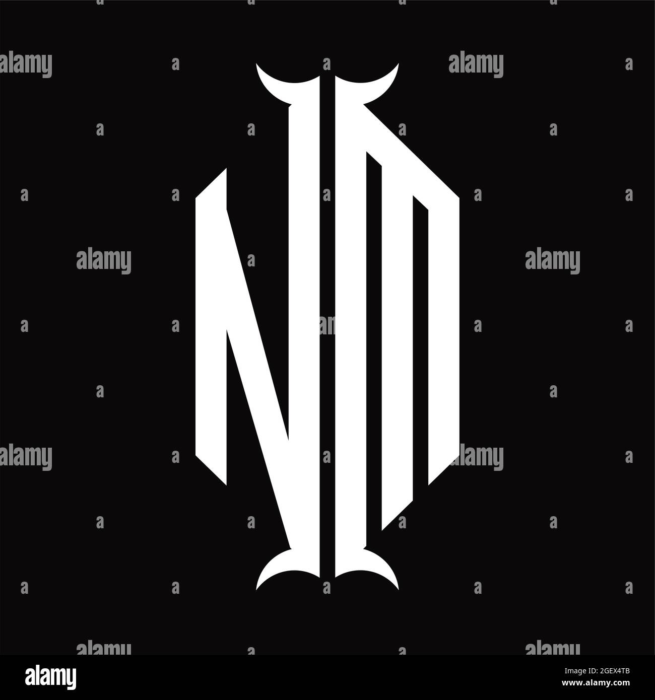 NM Logo monogram with horn shape design template Stock Vector Image ...