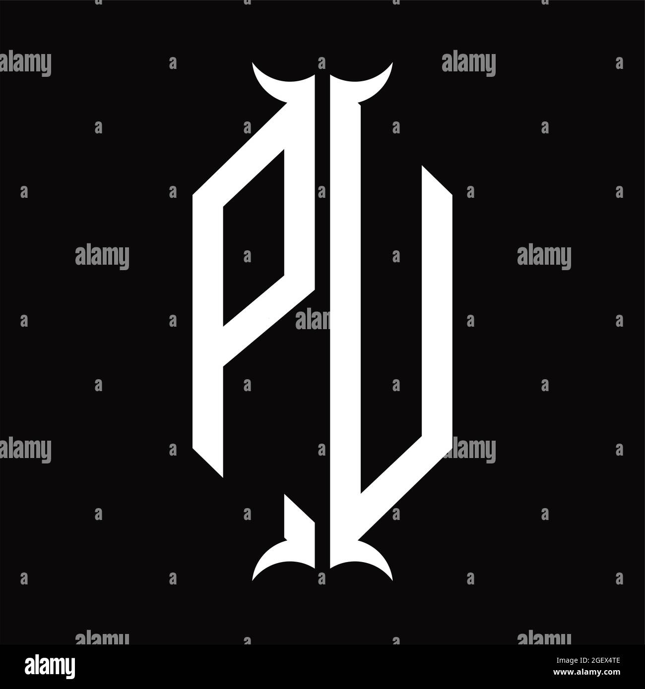 PU Logo monogram with horn shape design template Stock Vector Image ...