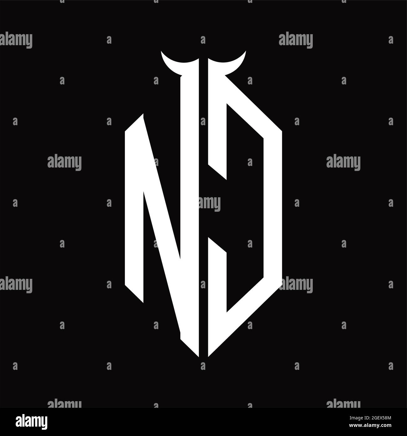 NC Logo monogram with horn shape design template Stock Vector Image ...