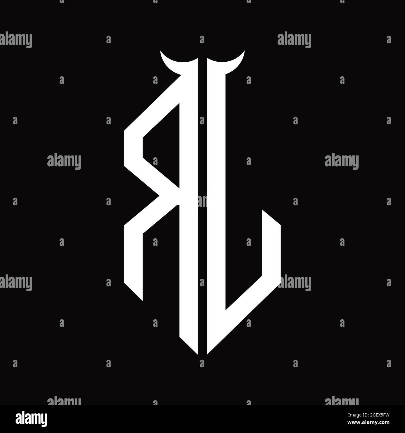 RJ Logo monogram with horn shape design template Stock Vector Image ...