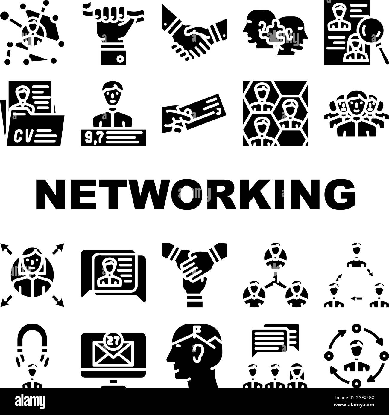 Networking Global Communication Icons Set Vector Stock Vector Image ...