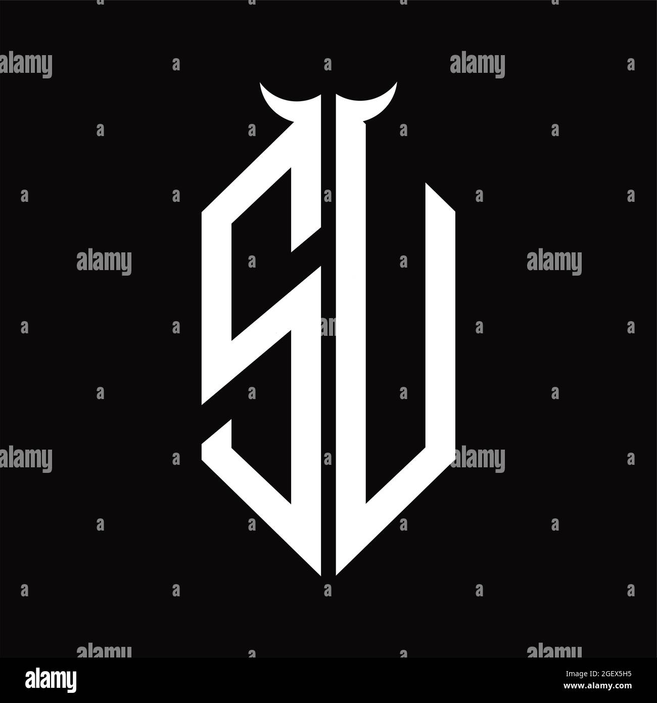 SU Logo monogram with horn shape design template Stock Vector Image ...