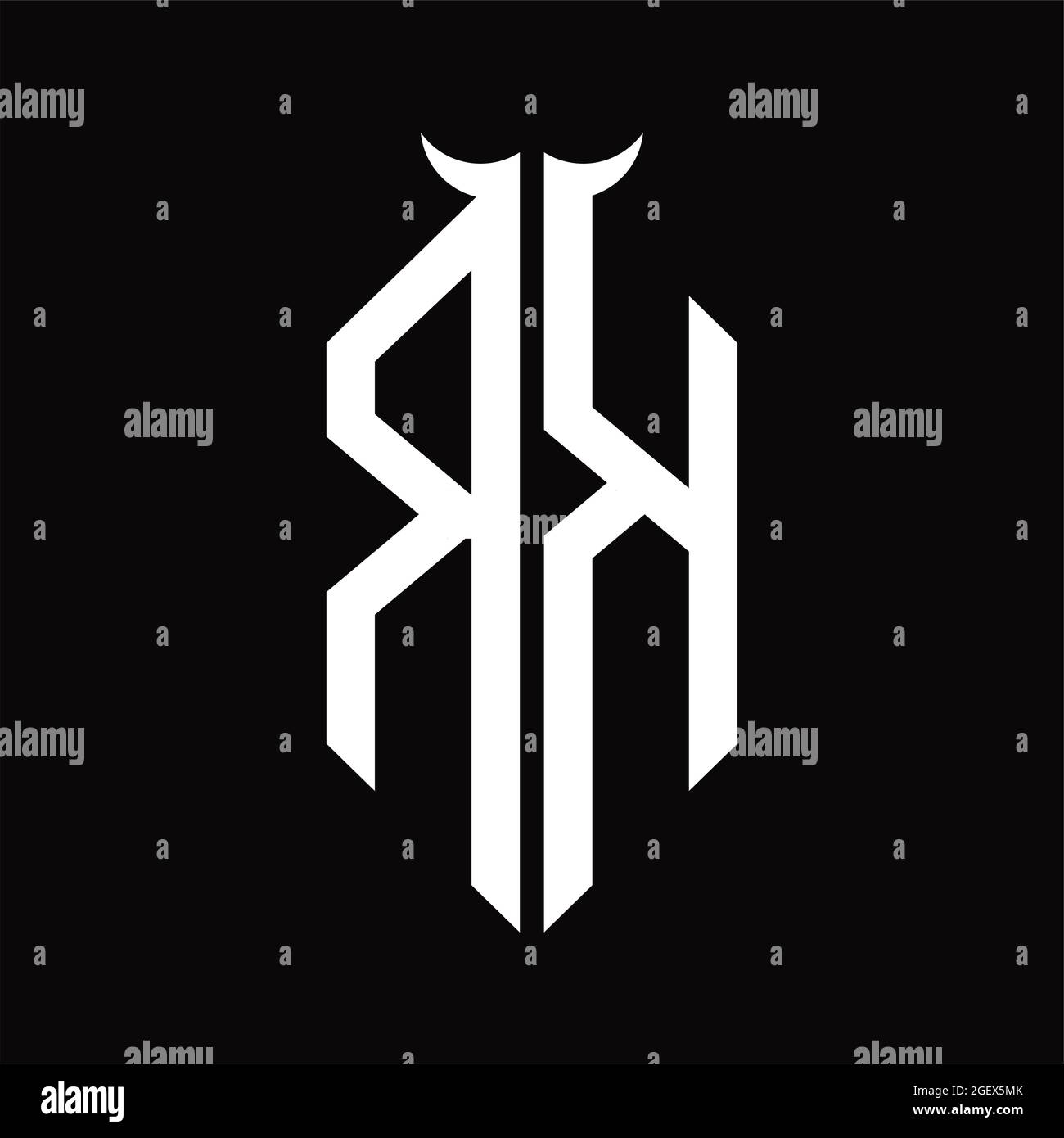 RK Logo monogram with horn shape design template Stock Vector Image ...