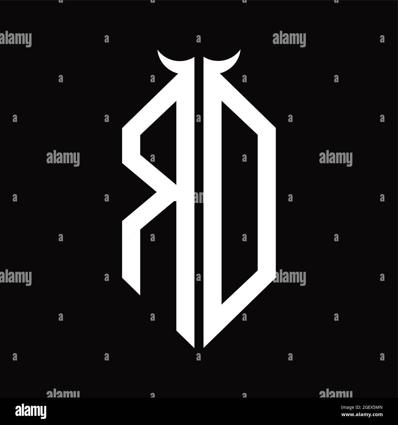 RD Logo monogram with horn shape design template Stock Vector Image ...