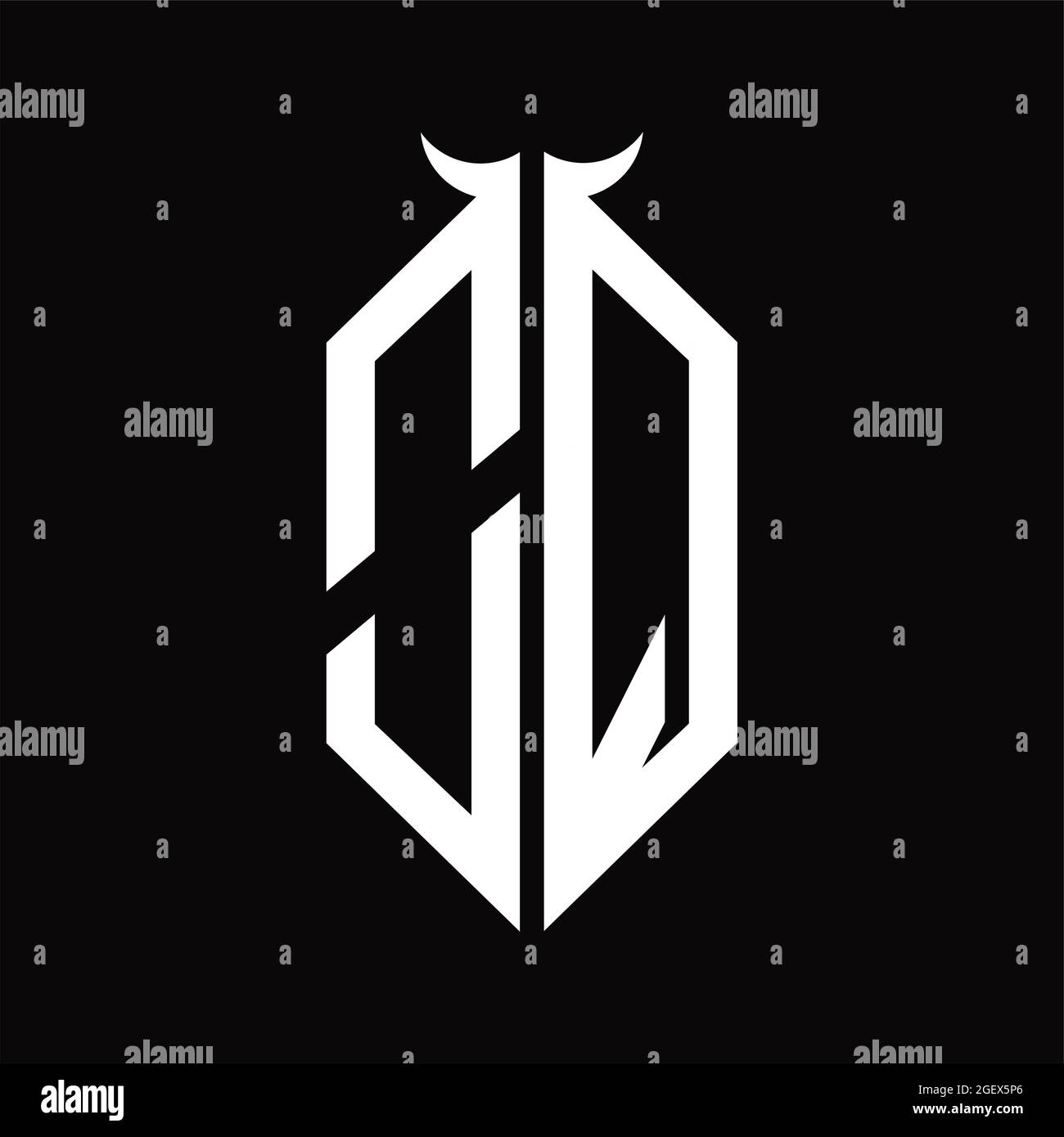 OQ Logo monogram with horn shape isolated black and white design ...