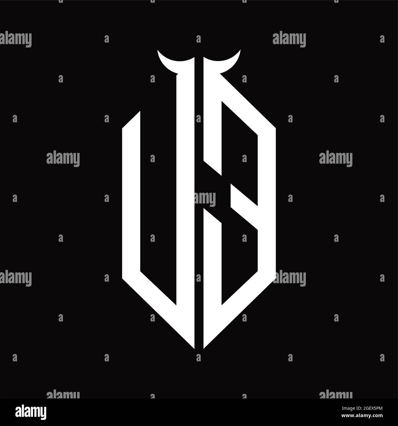 UE Logo monogram with horn shape isolated black and white design ...