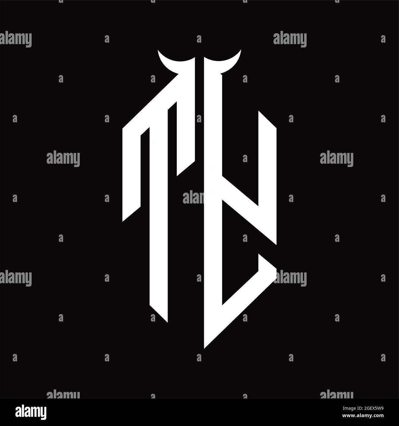 TY Logo monogram with horn shape isolated black and white design ...