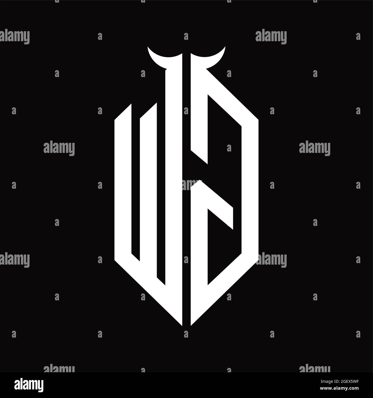 WG Logo monogram with horn shape isolated black and white design ...