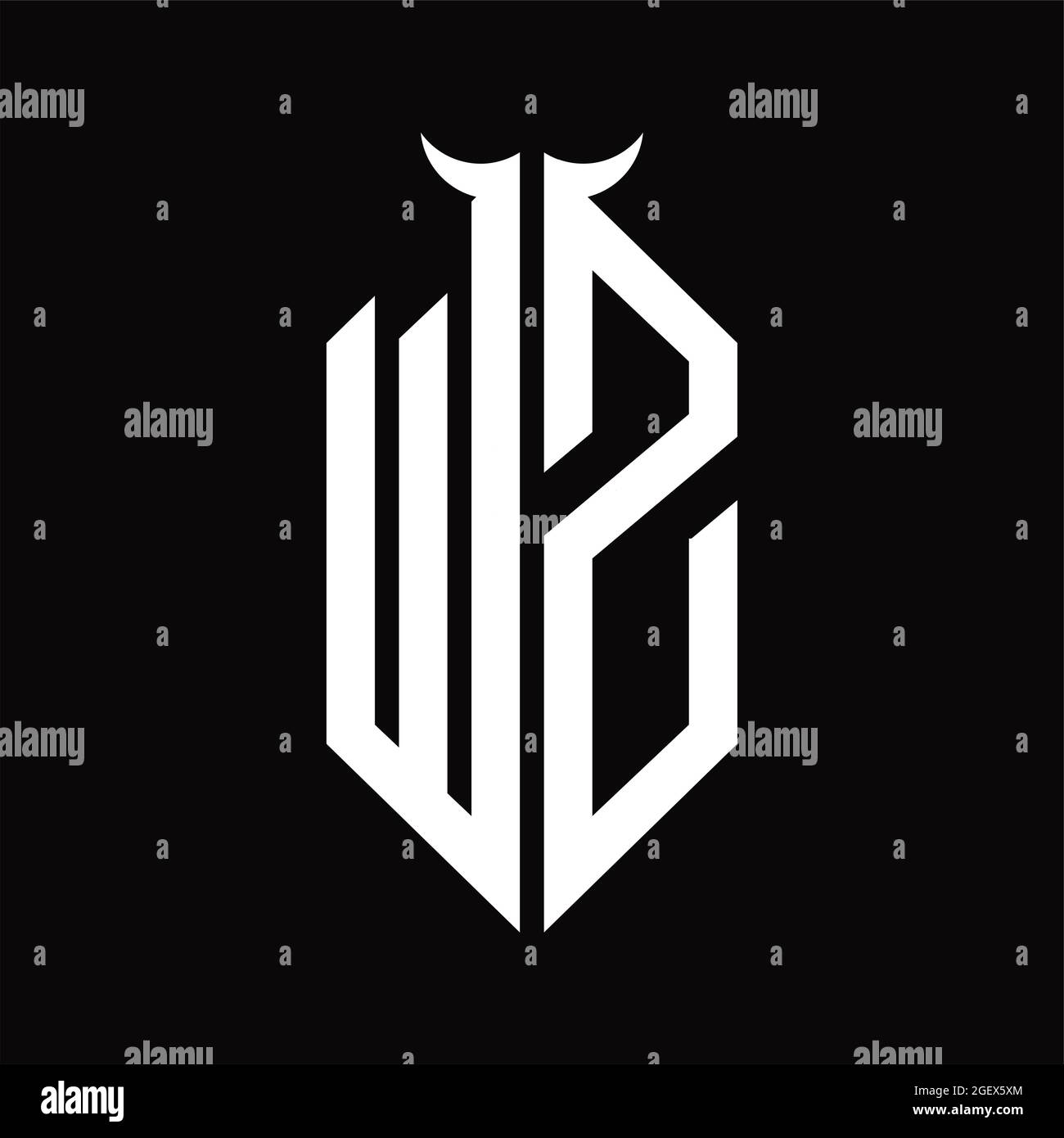 WZ Logo monogram with horn shape isolated black and white design ...