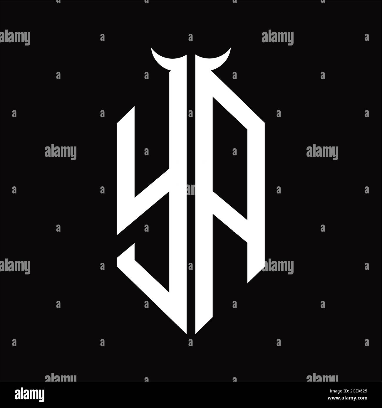 YA Logo monogram with horn shape isolated black and white design ...