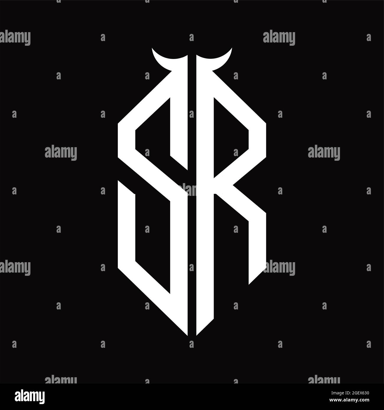 ZR Logo monogram with horn shape isolated black and white design ...