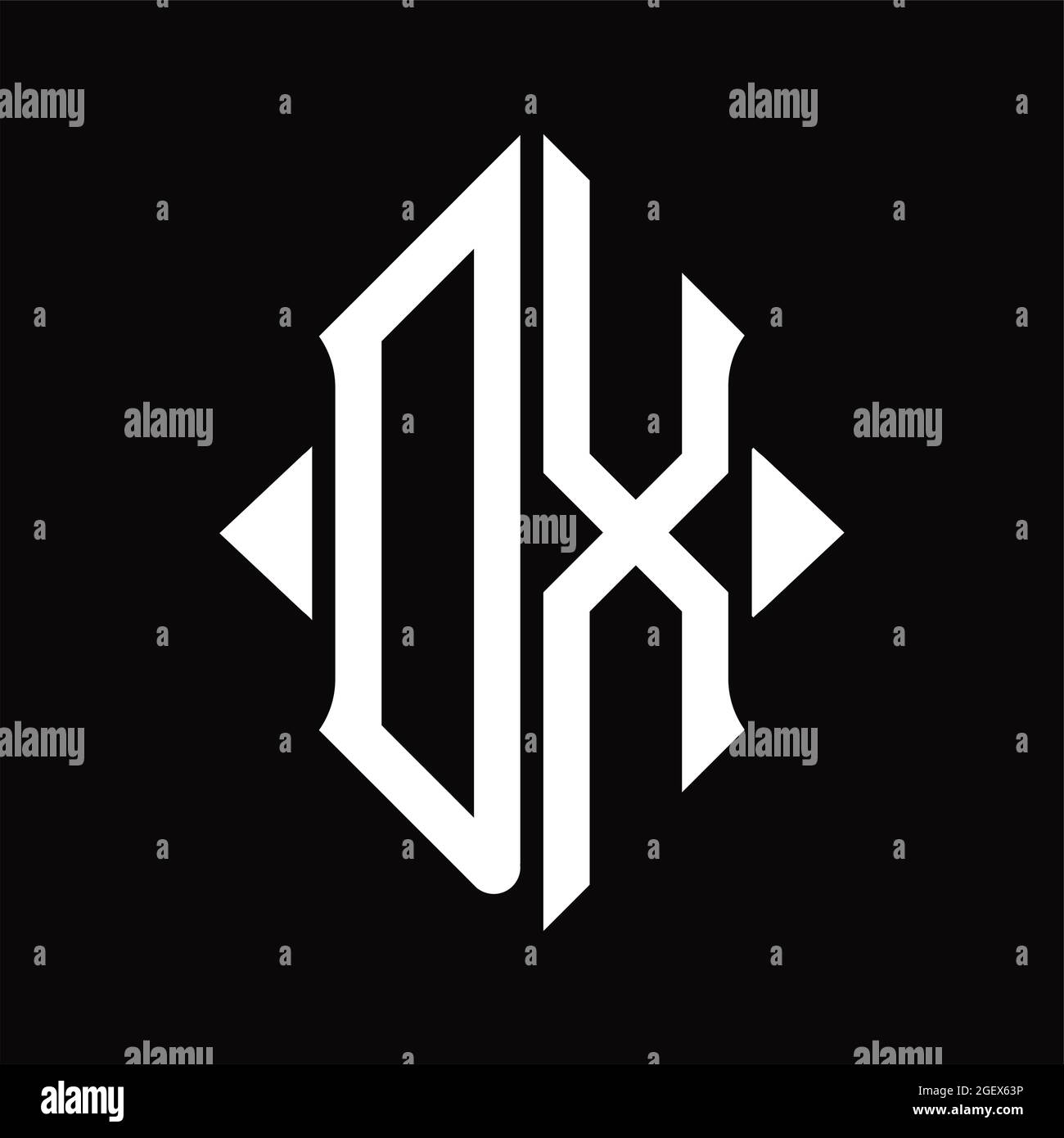 DX Logo monogram with horn shape isolated black and white design ...