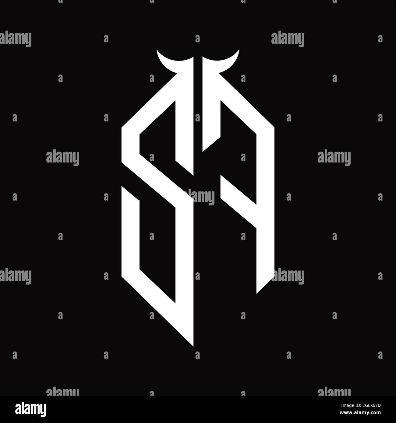 ZF Logo monogram with horn shape isolated black and white design ...