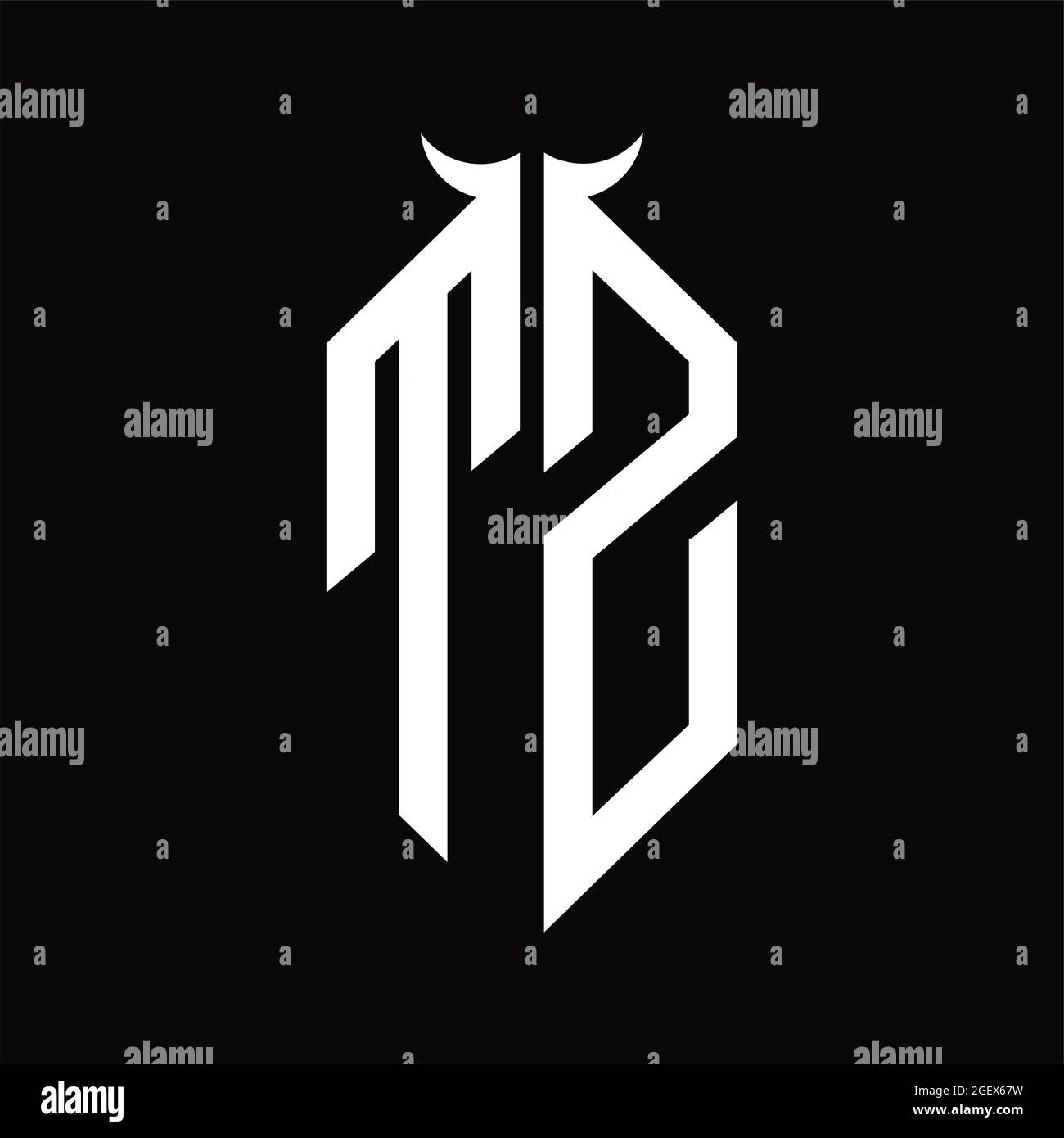 TZ Logo monogram with horn shape isolated black and white design ...