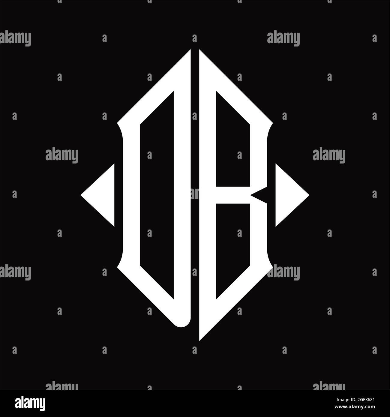DB Logo monogram with horn shape isolated black and white design ...