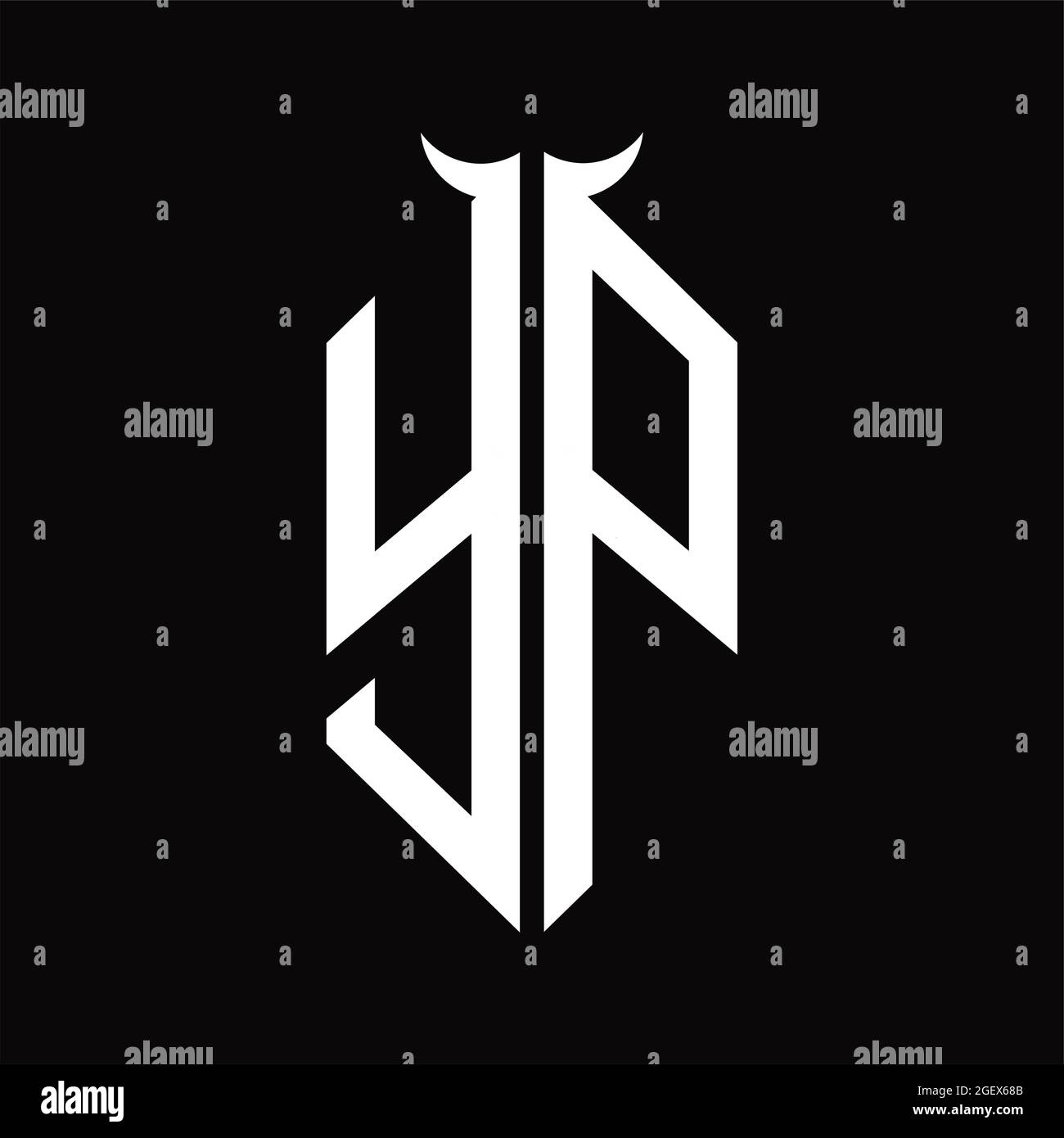 YP Logo monogram with horn shape isolated black and white design ...