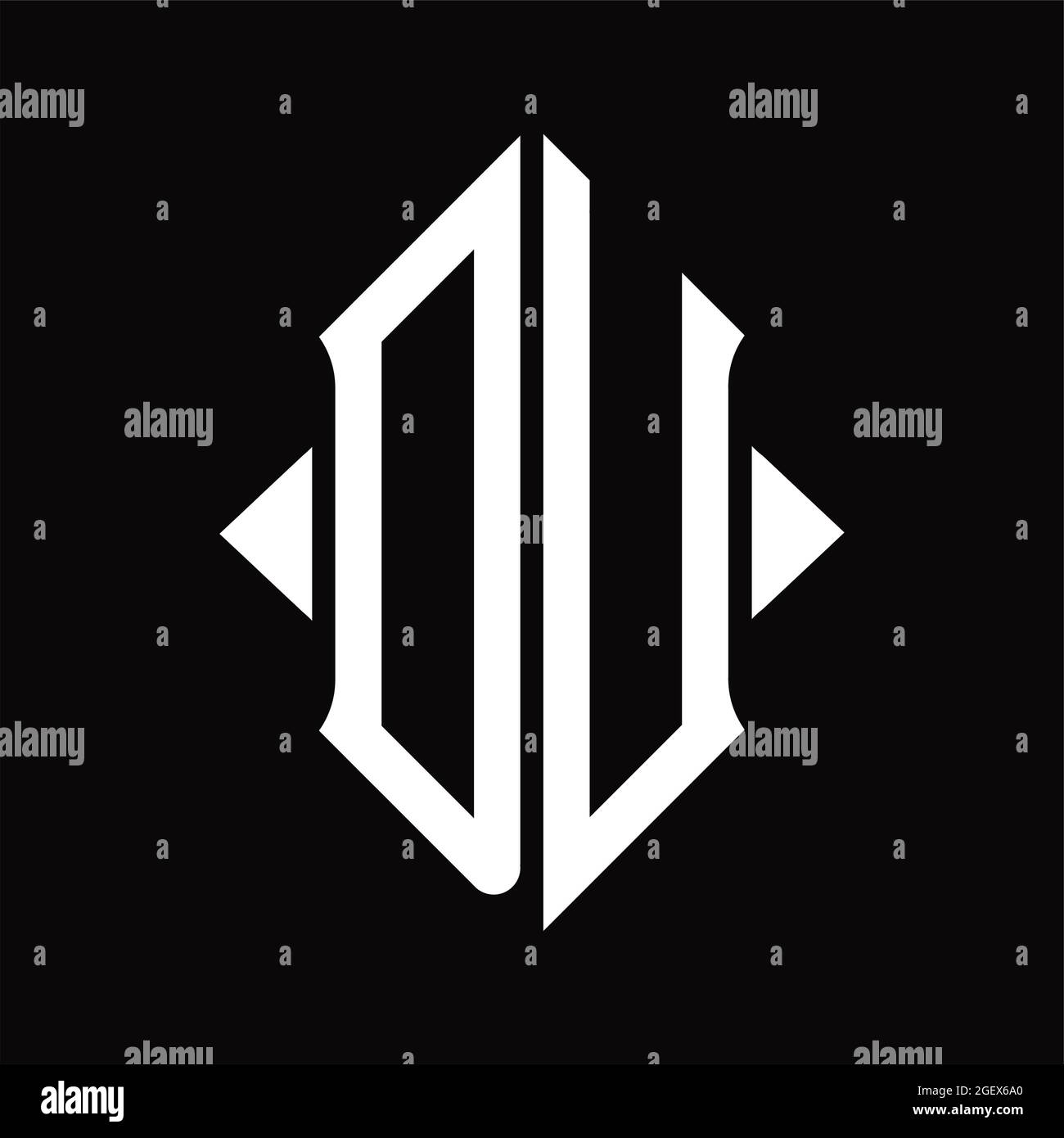 DU Logo monogram with horn shape isolated black and white design ...