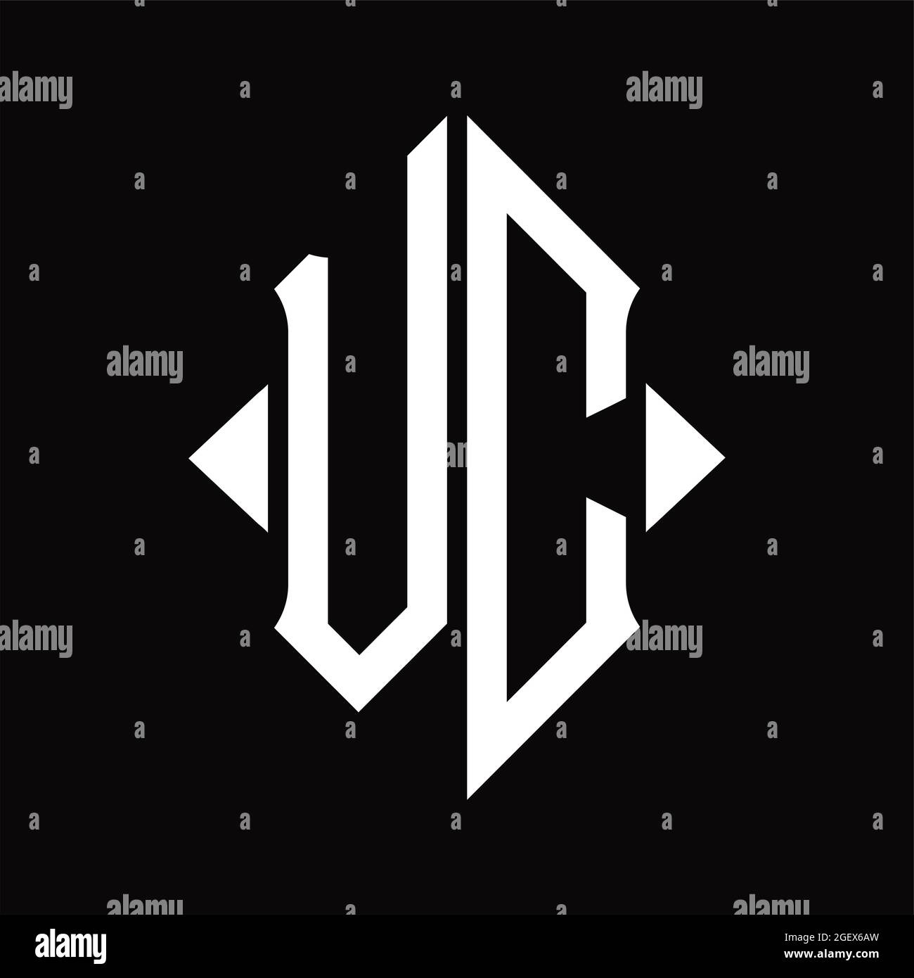 VC Logo monogram with horn shape isolated black and white design ...