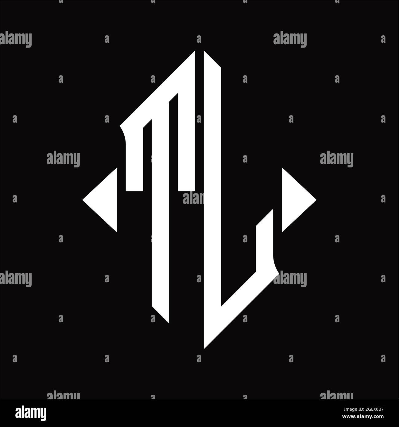 TL Logo monogram with horn shape isolated black and white design ...