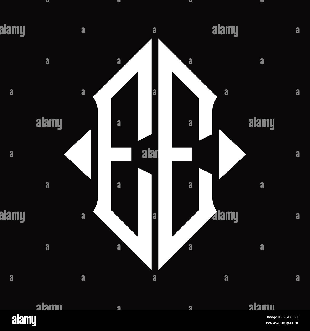 EE Logo monogram with horn shape isolated black and white design ...
