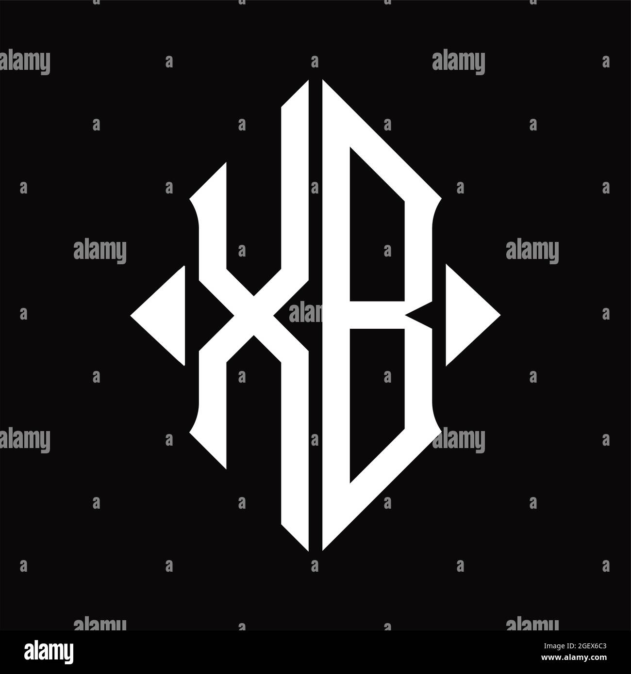 Xb Logo Monogram With Horn Shape Isolated Black And White Design