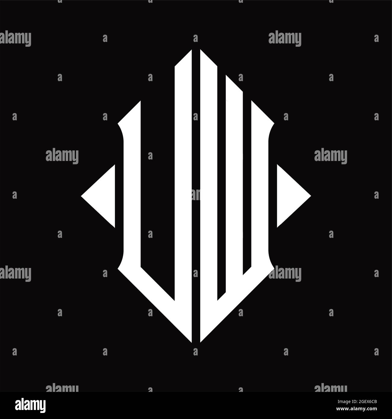 UW Logo monogram with horn shape isolated black and white design ...