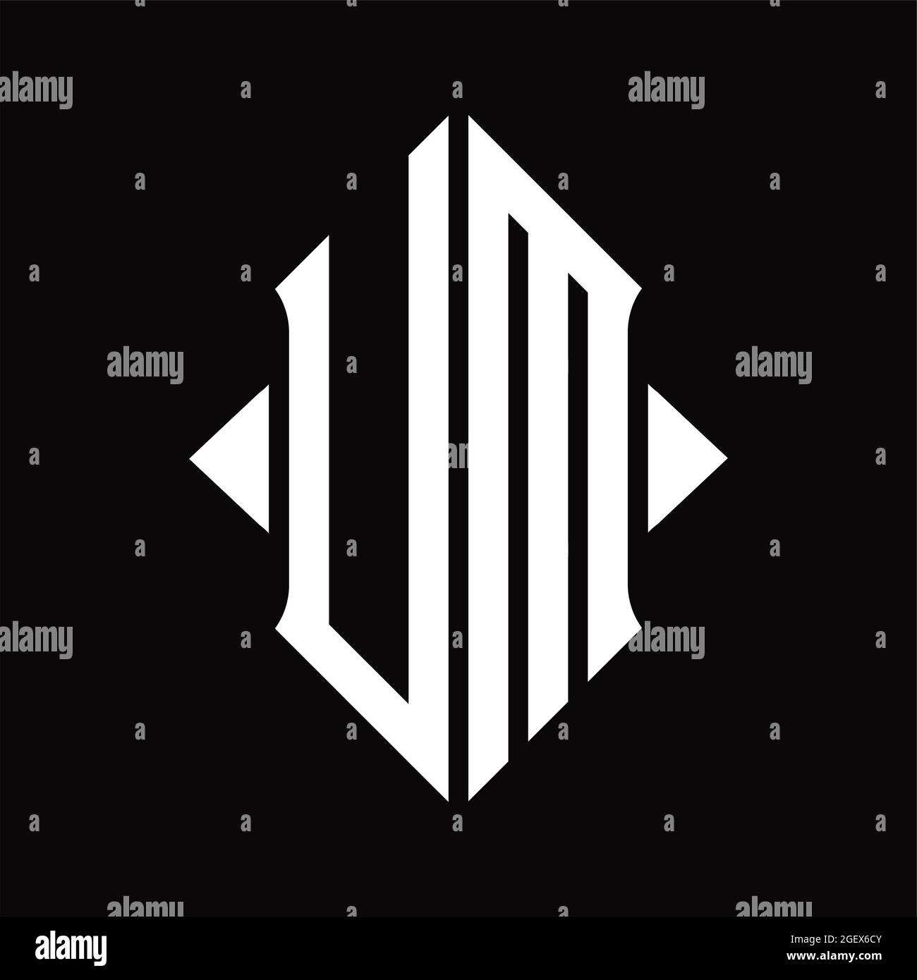 UM Logo monogram with horn shape isolated black and white design ...