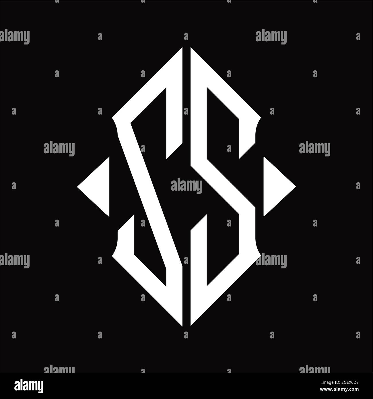 ZS Logo monogram with horn shape isolated black and white design ...