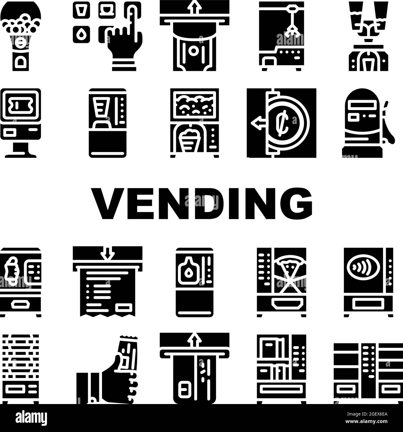 Vending Machine Sale Equipment Icons Set Vector Stock Vector Image ...
