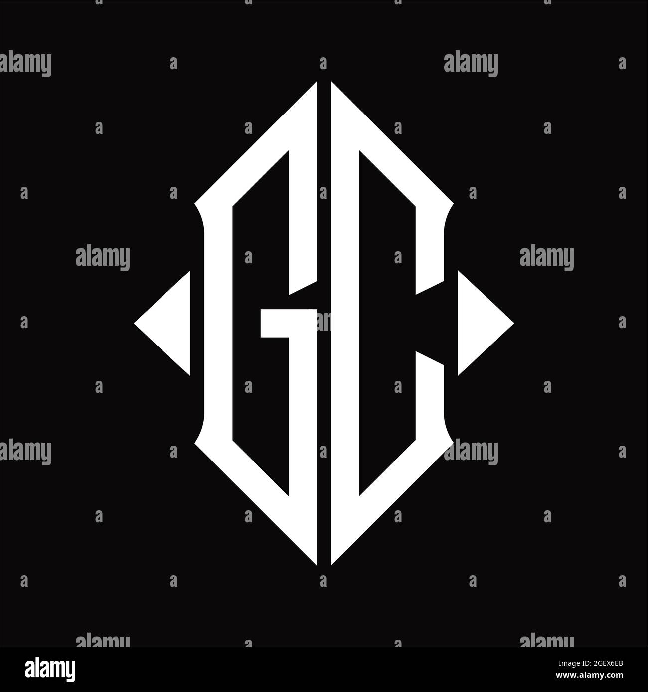 GC Logo monogram with horn shape isolated black and white design ...