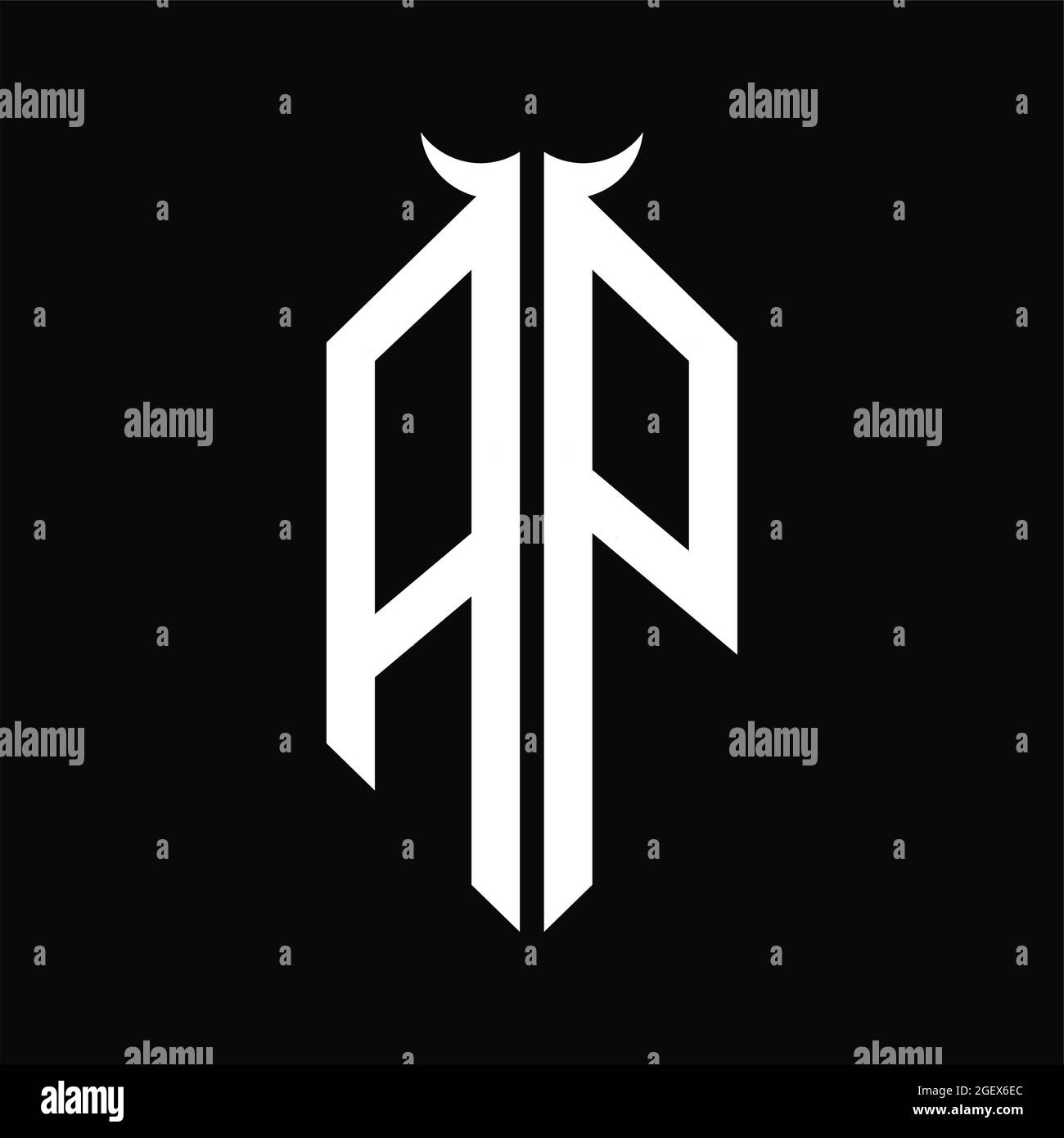 AP Logo monogram with horn shape isolated black and white design ...