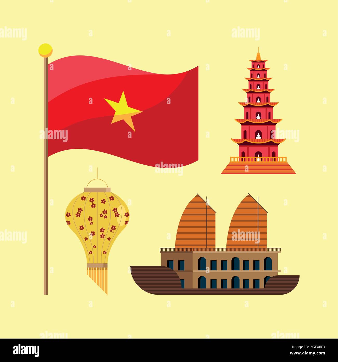 vietnam culture set four icons Stock Vector Image & Art - Alamy
