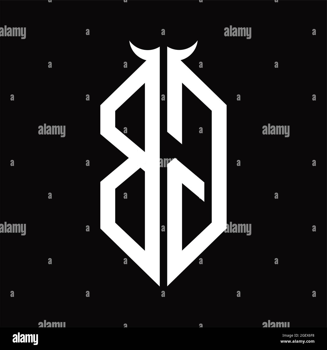 BG Logo monogram with horn shape isolated black and white design ...