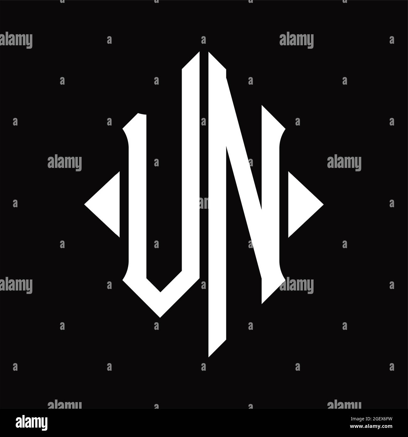 VN Logo monogram with horn shape isolated black and white design ...