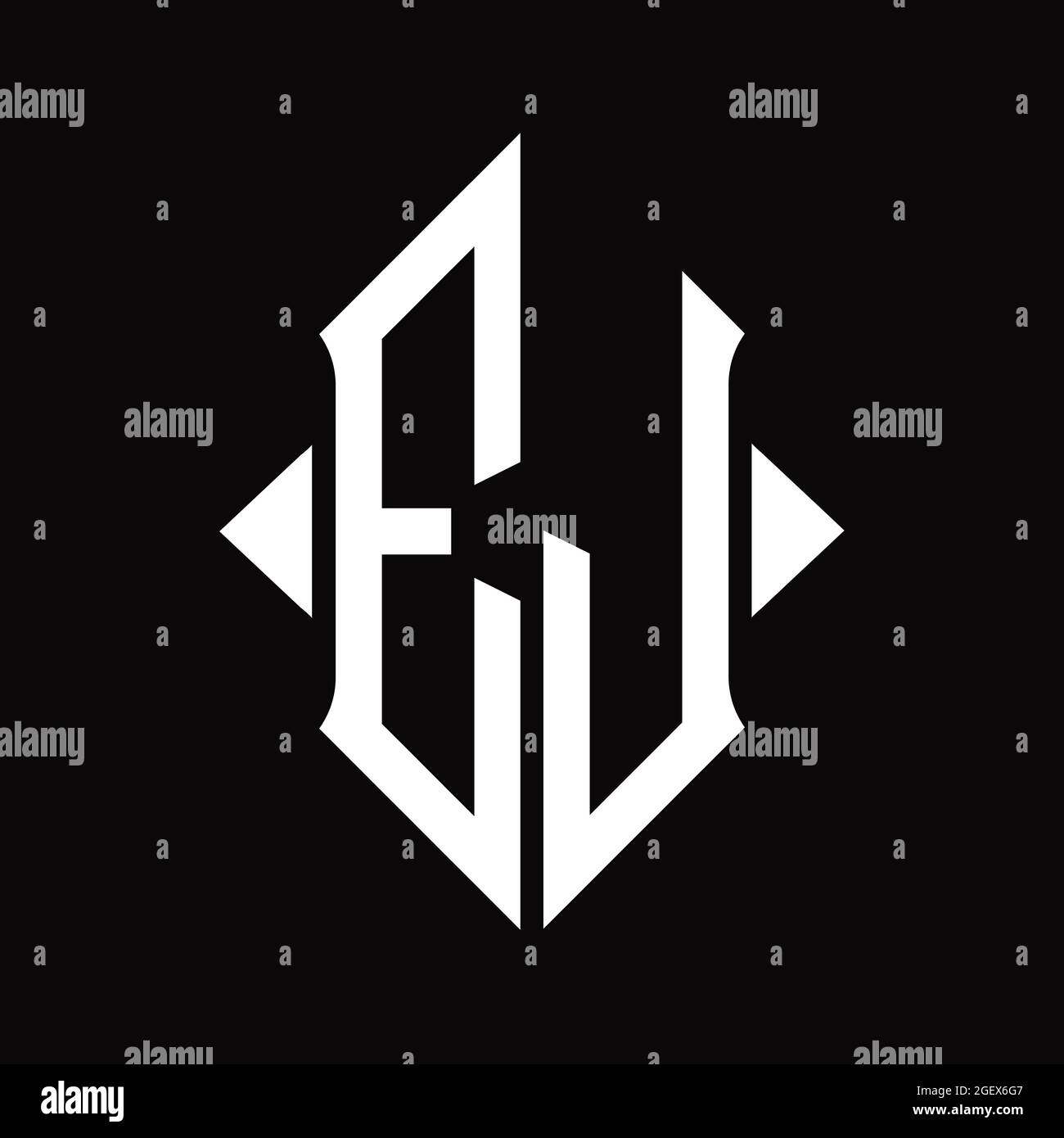 EJ Logo monogram with shield shape isolated black background design ...
