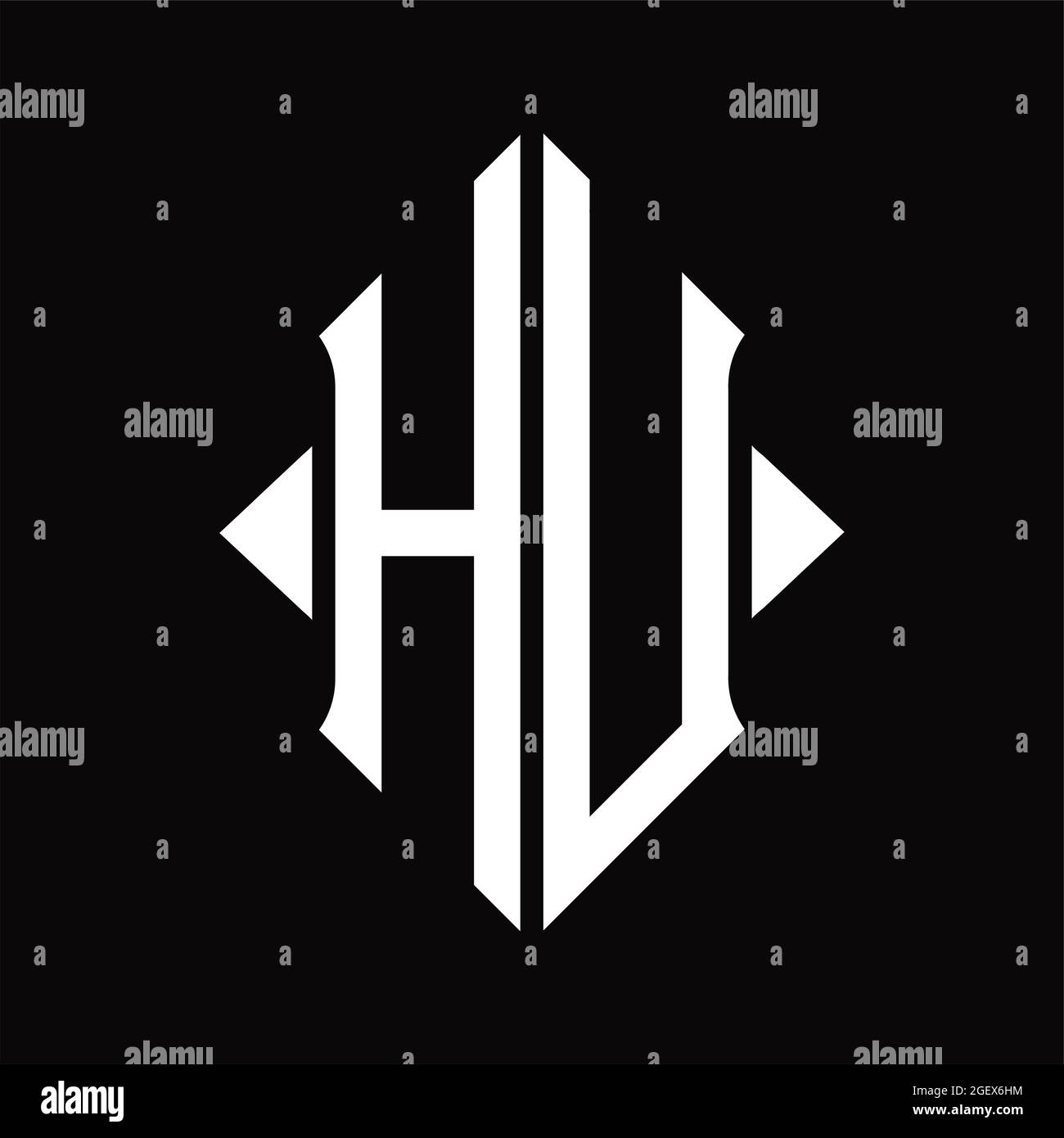 HU Logo monogram with shield shape isolated black background design template Stock Vector Image ...