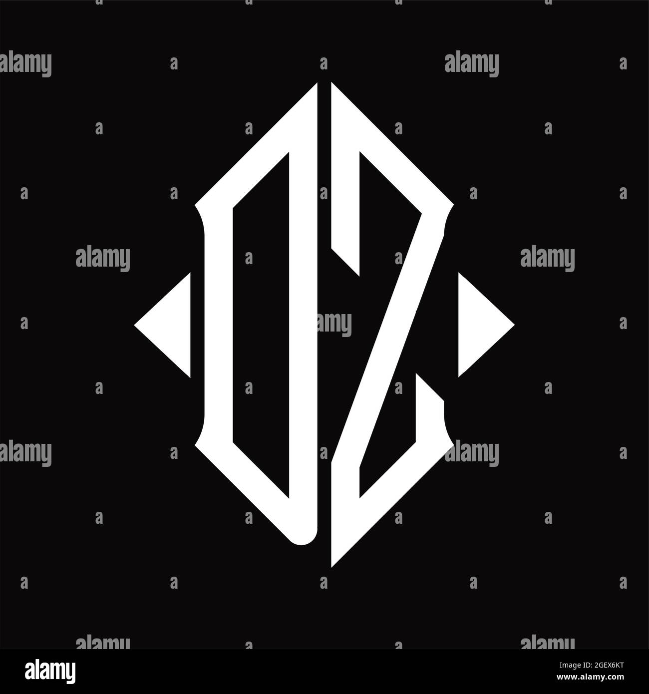 DZ Logo monogram with shield shape isolated black background design ...