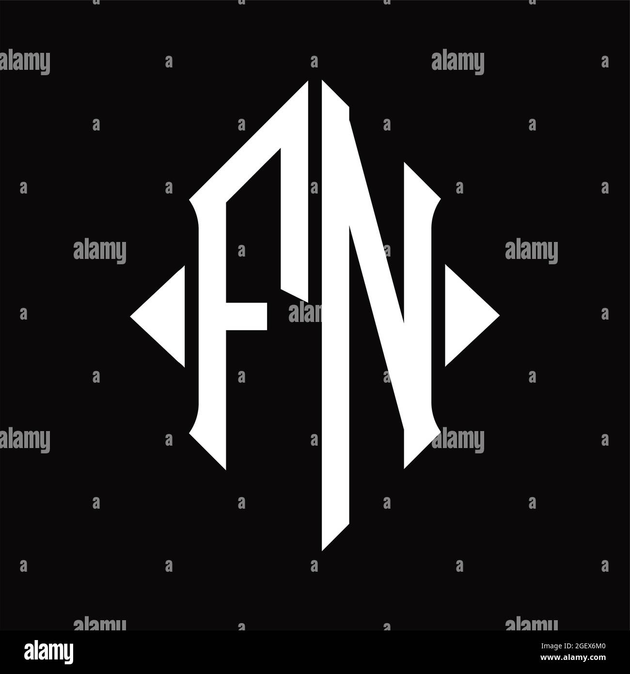 FN Logo monogram with shield shape isolated black background design ...